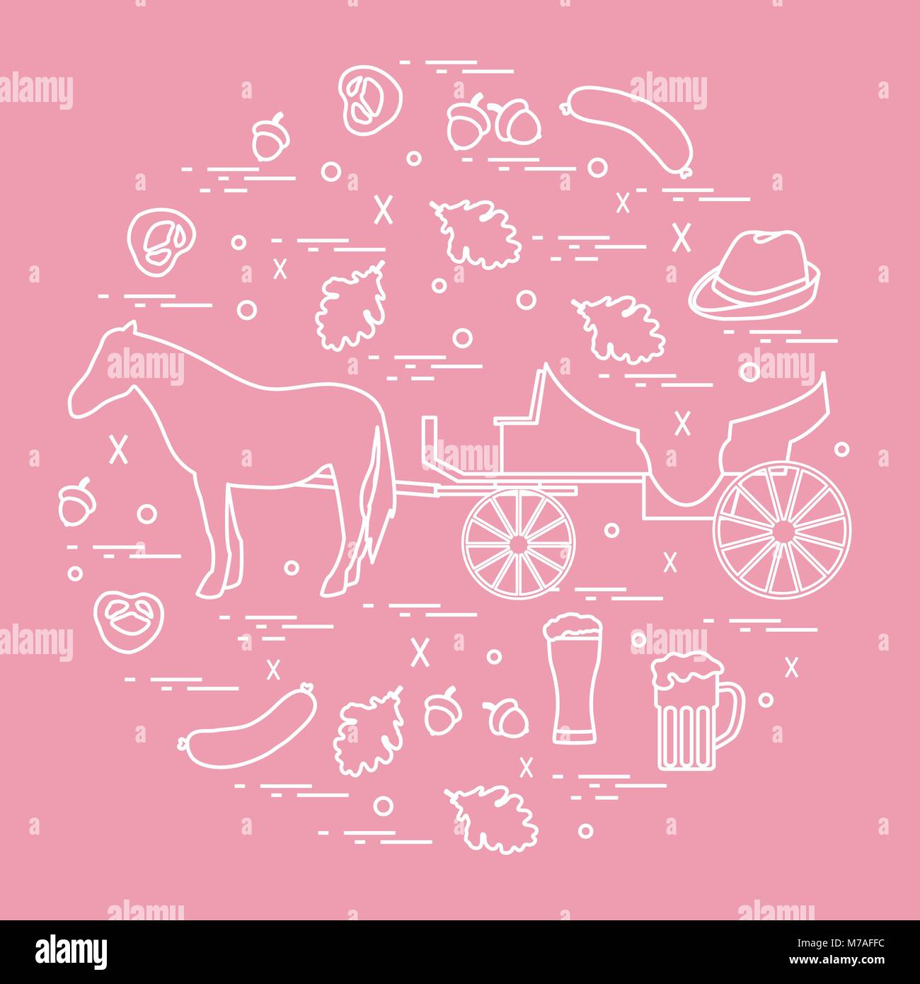 Vector illustration with various symbols of Germany arranged in a ...