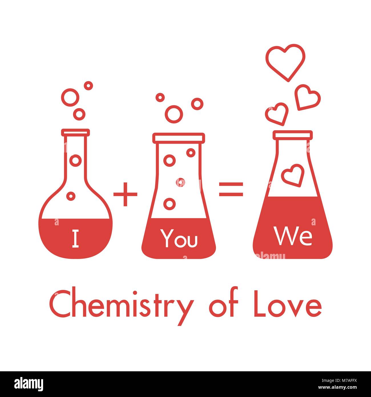 You and me and our chemistry of love. Design for banner, poster or ...