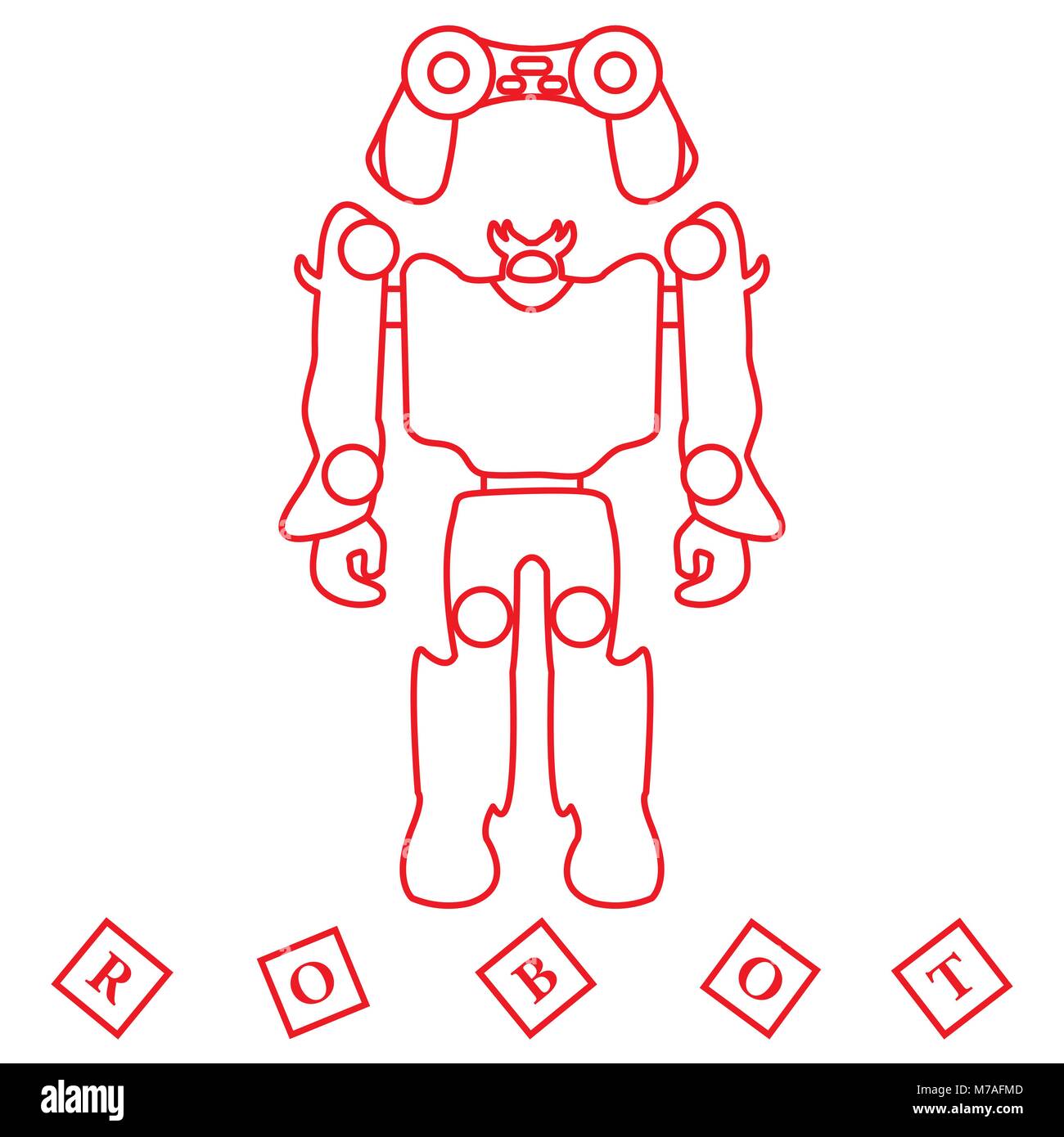 Toys for children: robot, remote control, cubes. Design for banner ...