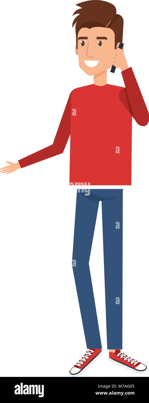man talking on cellphone avatar character Stock Vector Image & Art - Alamy