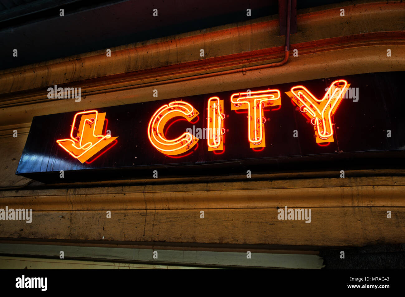 Neon City sign Stock Photo - Alamy
