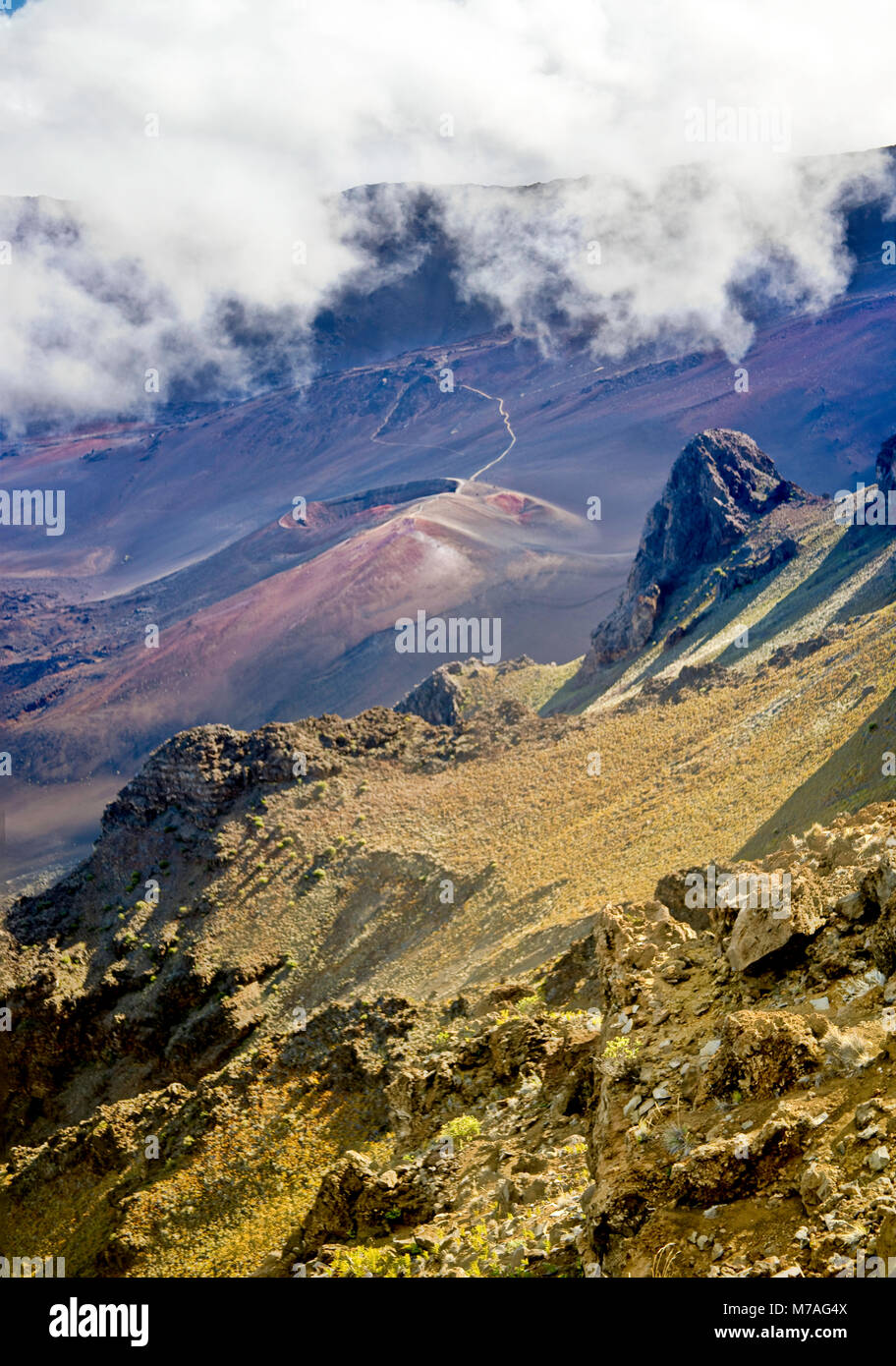 The view from Kalahaku Overlook across Haleakala Crater to Ka Lu'u o ka ...