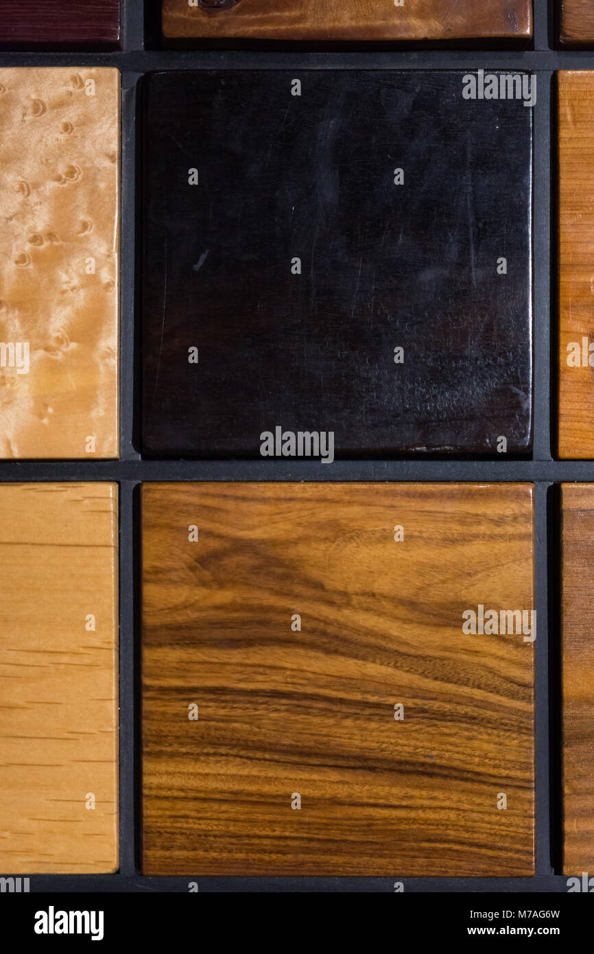Variety of wood sample squares Stock Photo - Alamy