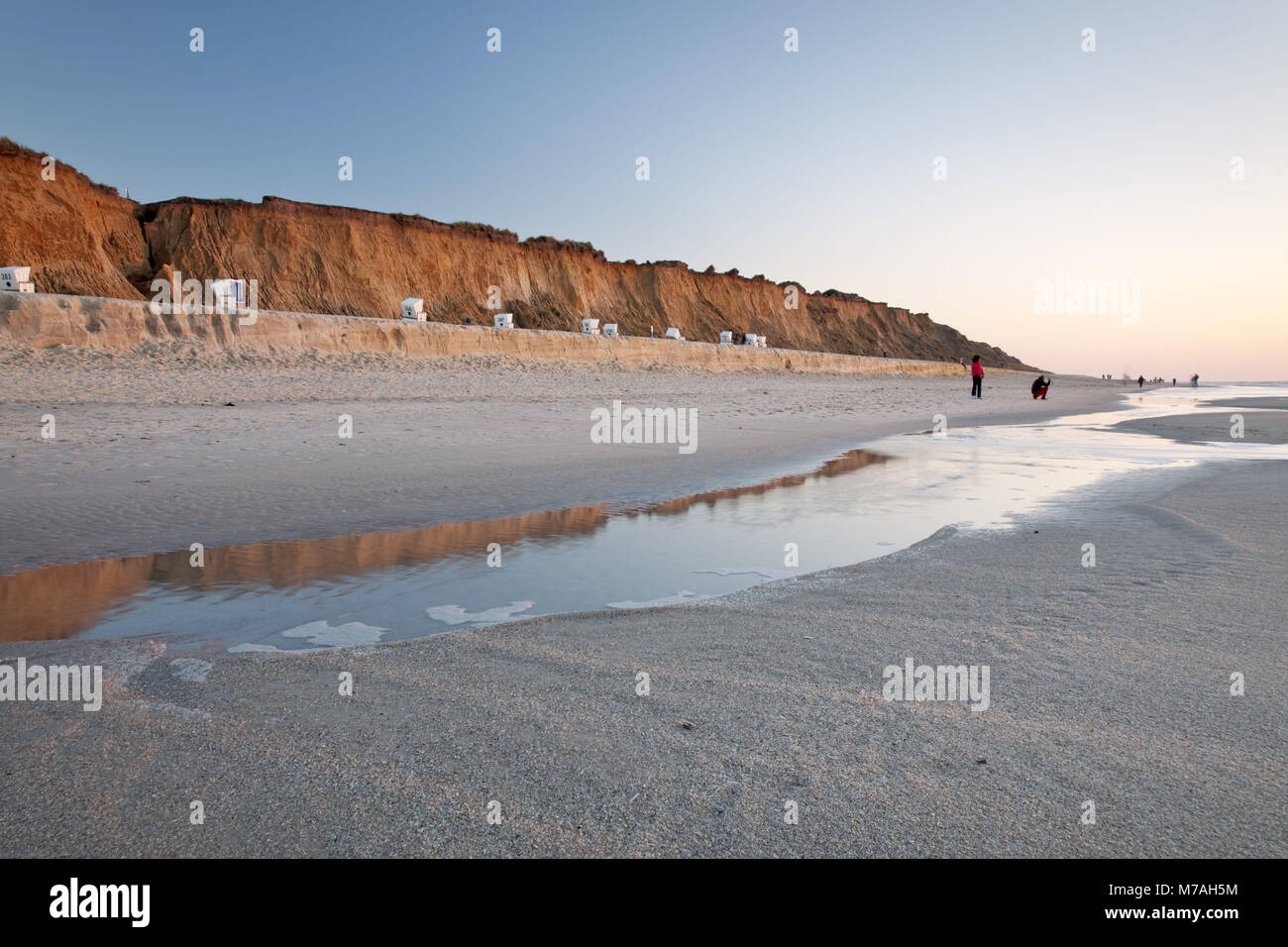 Beach chairs in the red cliff, Kampen, island Sylt, Schleswig ...