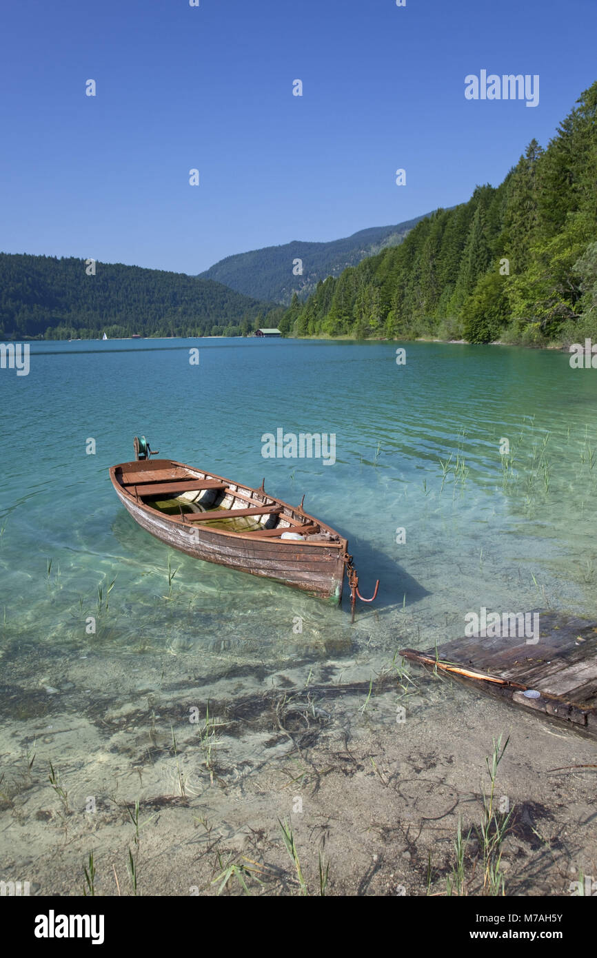 Fishing boat in the walchensee hi-res stock photography and images - Alamy