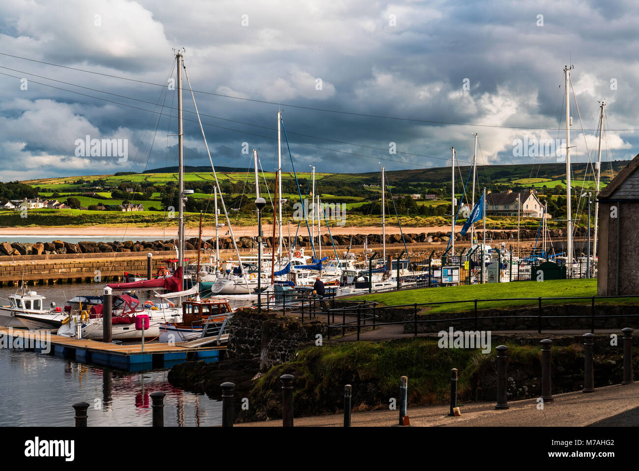 Yacht harbour in Ballycastle, in the evening the sun Stock Photo - Alamy