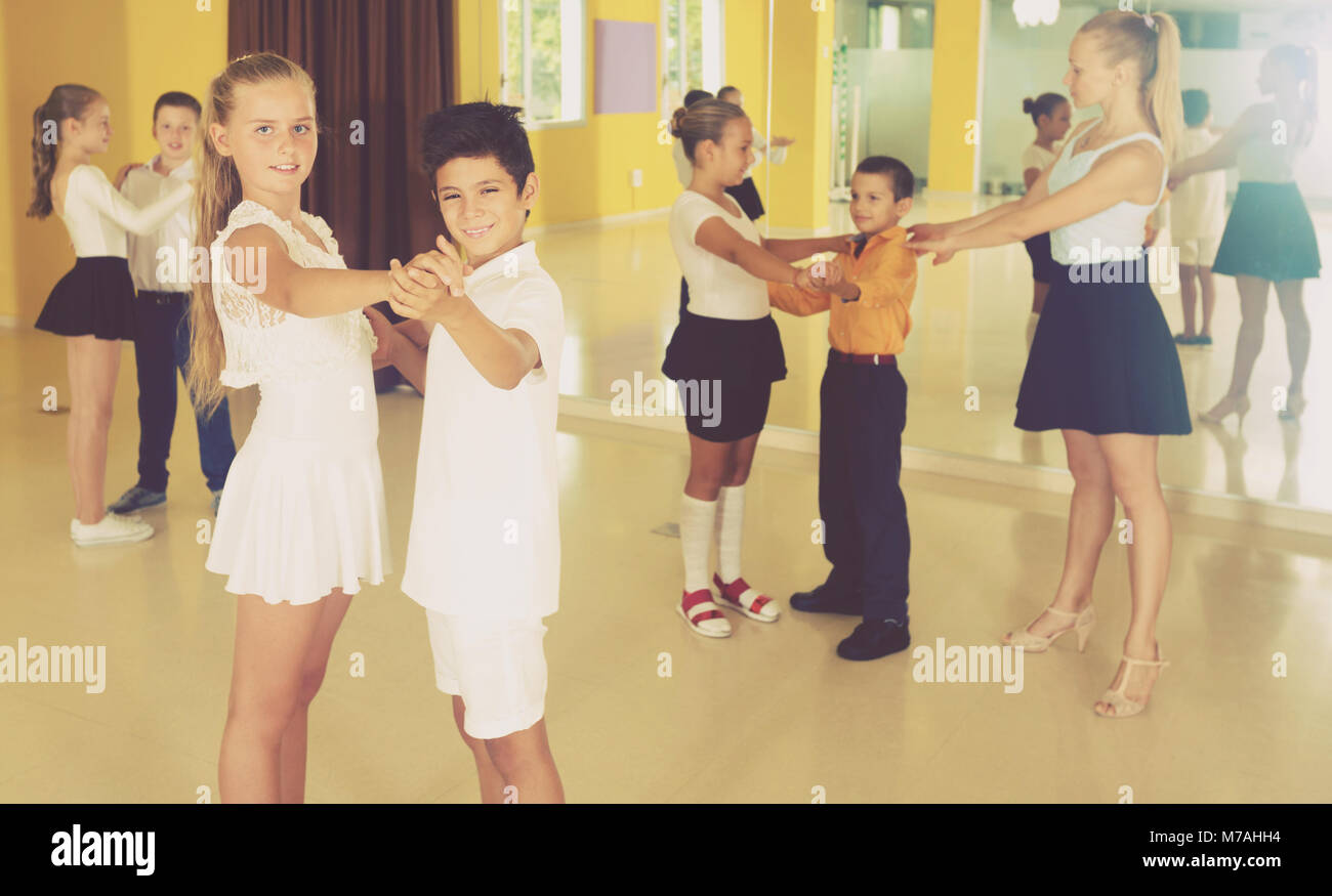 Children studying of partner dance at dance school Stock Photo - Alamy