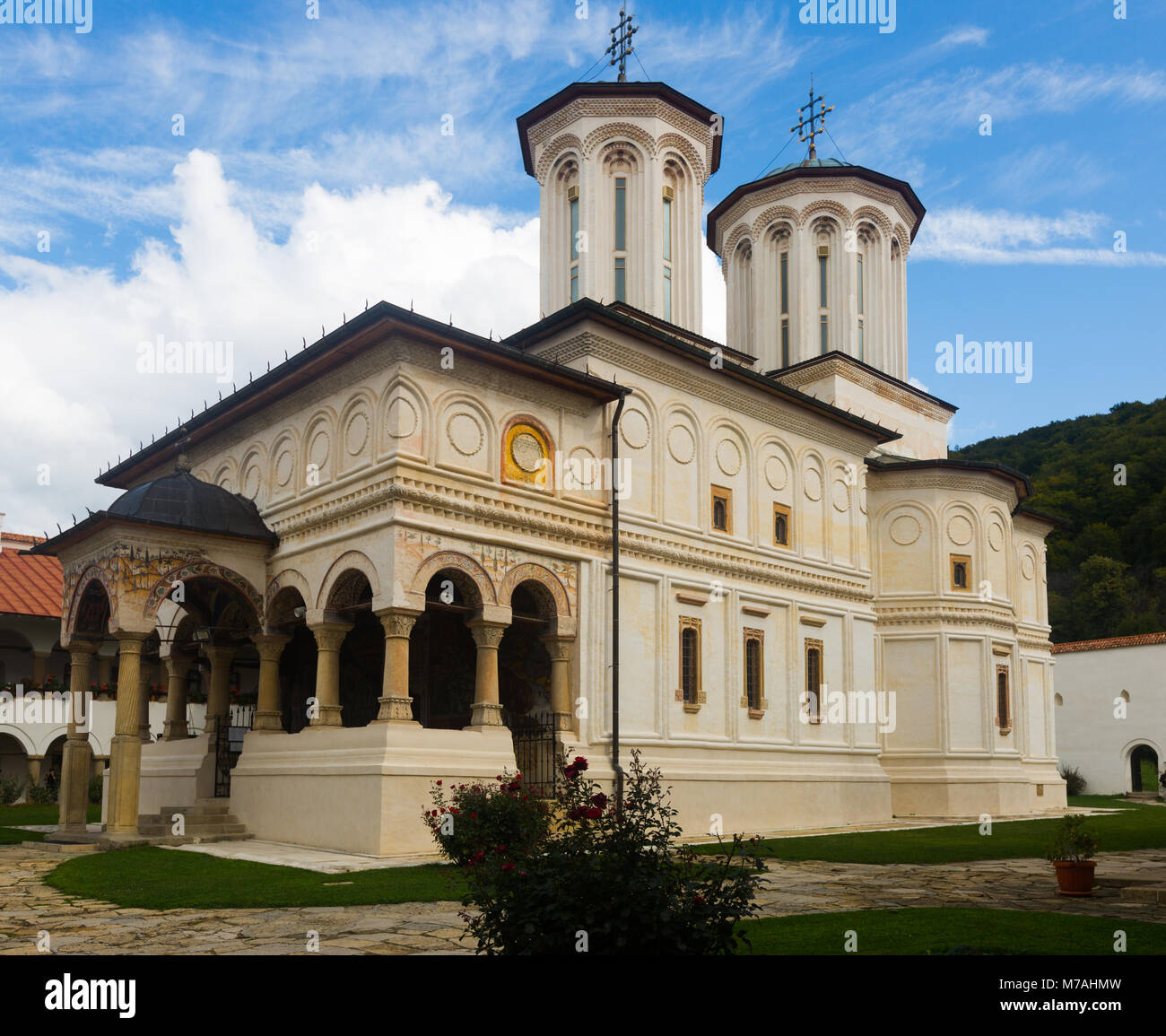 View of church of Saints Constantine and Helena at Horezu Monastery ...