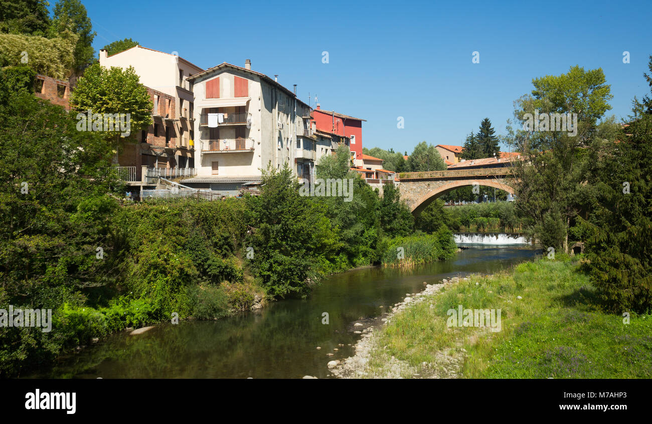 View of Ter River in province town of Ripoll, Catalonia, Spain Stock ...