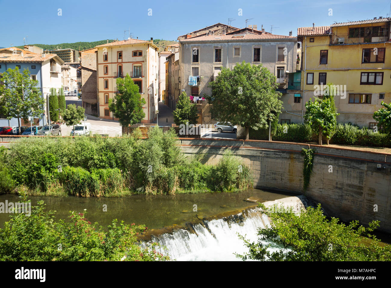 View of Ter River in province town of Ripoll, Catalonia, Spain Stock ...
