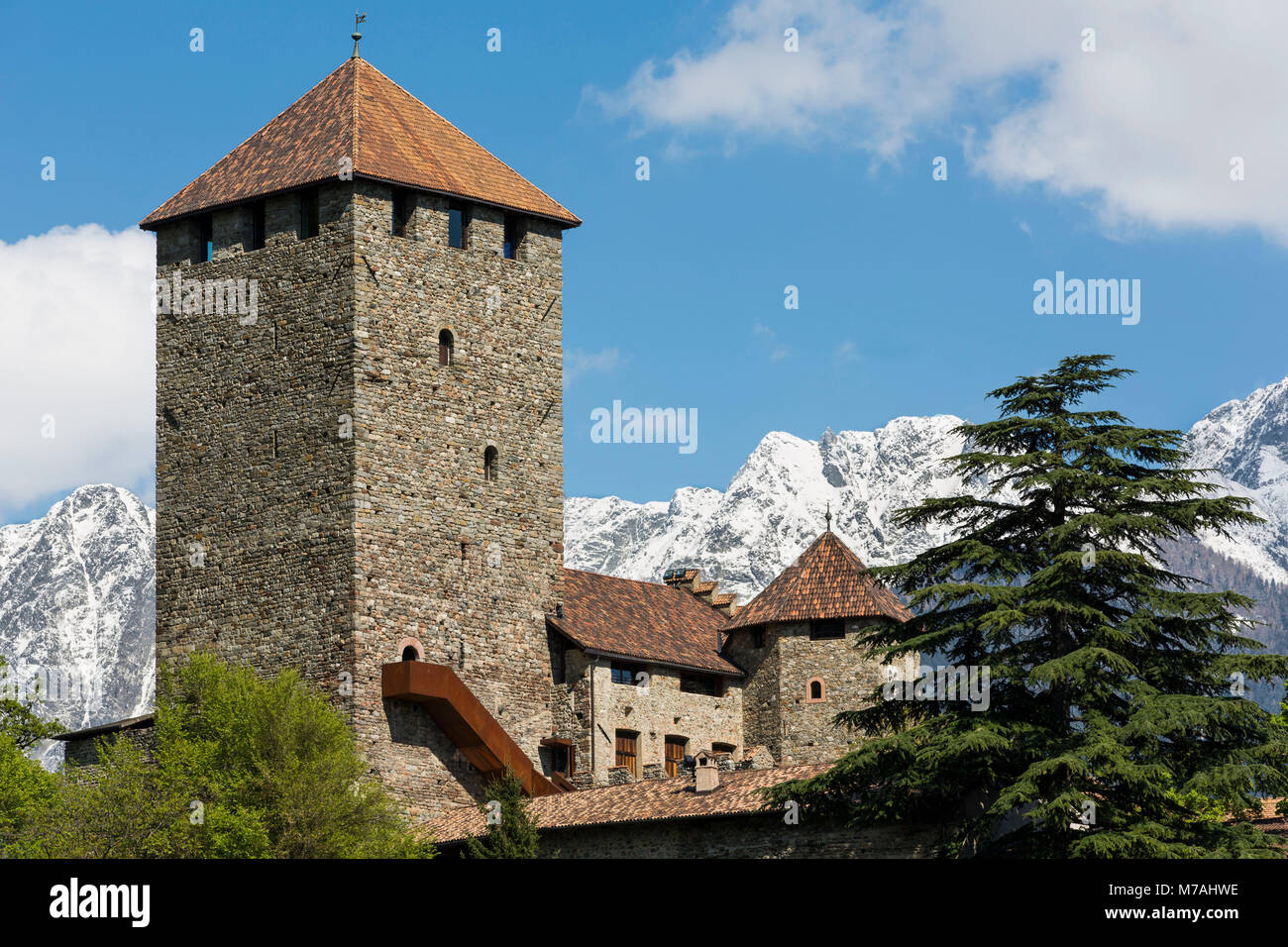The Tyrol castle in the village Tyrol close Merano in South Tirol Stock ...