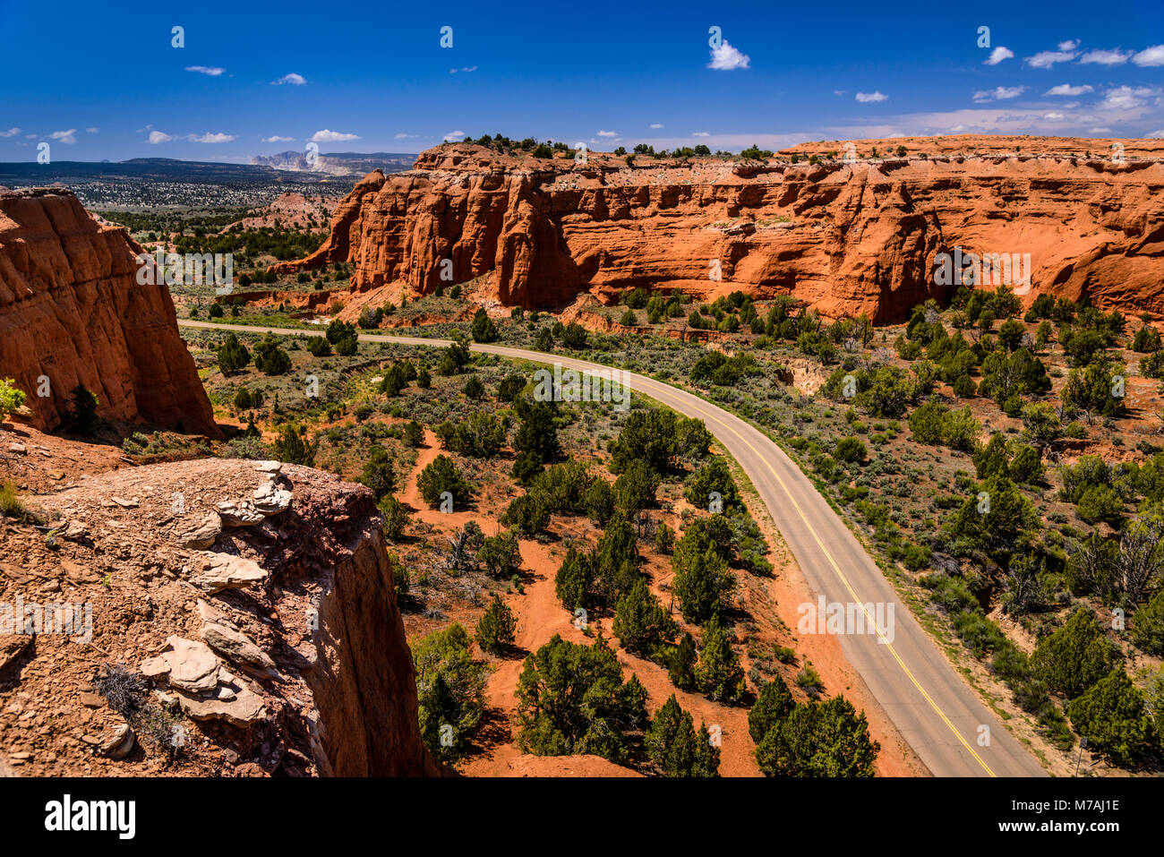 The USA, Utah, Kane County, Kodachrome Basin State Park, highway in the ...