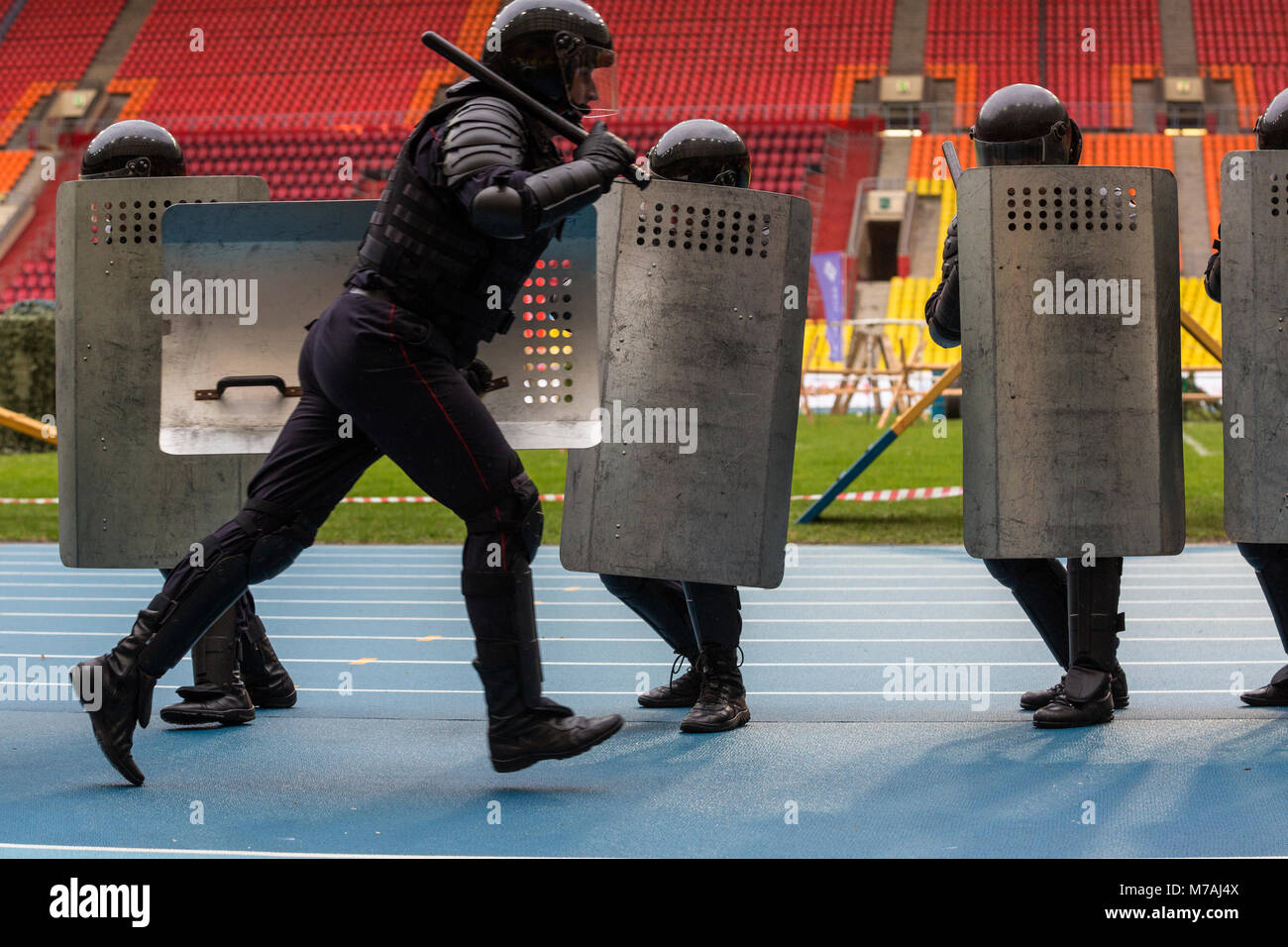 Demonstrative performance of a Russia riot police special forces (OMON ...