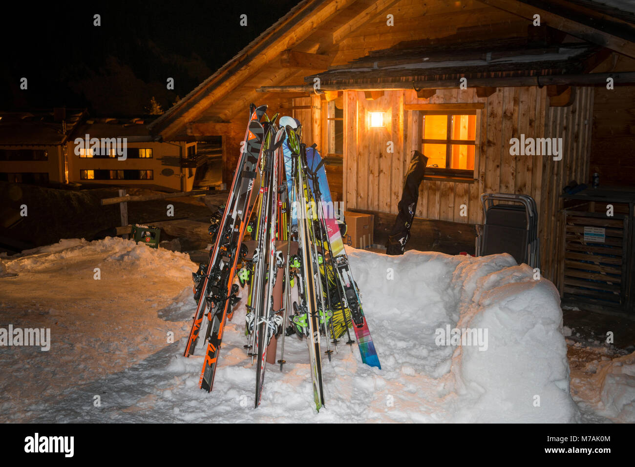 Ski stand in front of ski hut hi-res stock photography and images - Alamy