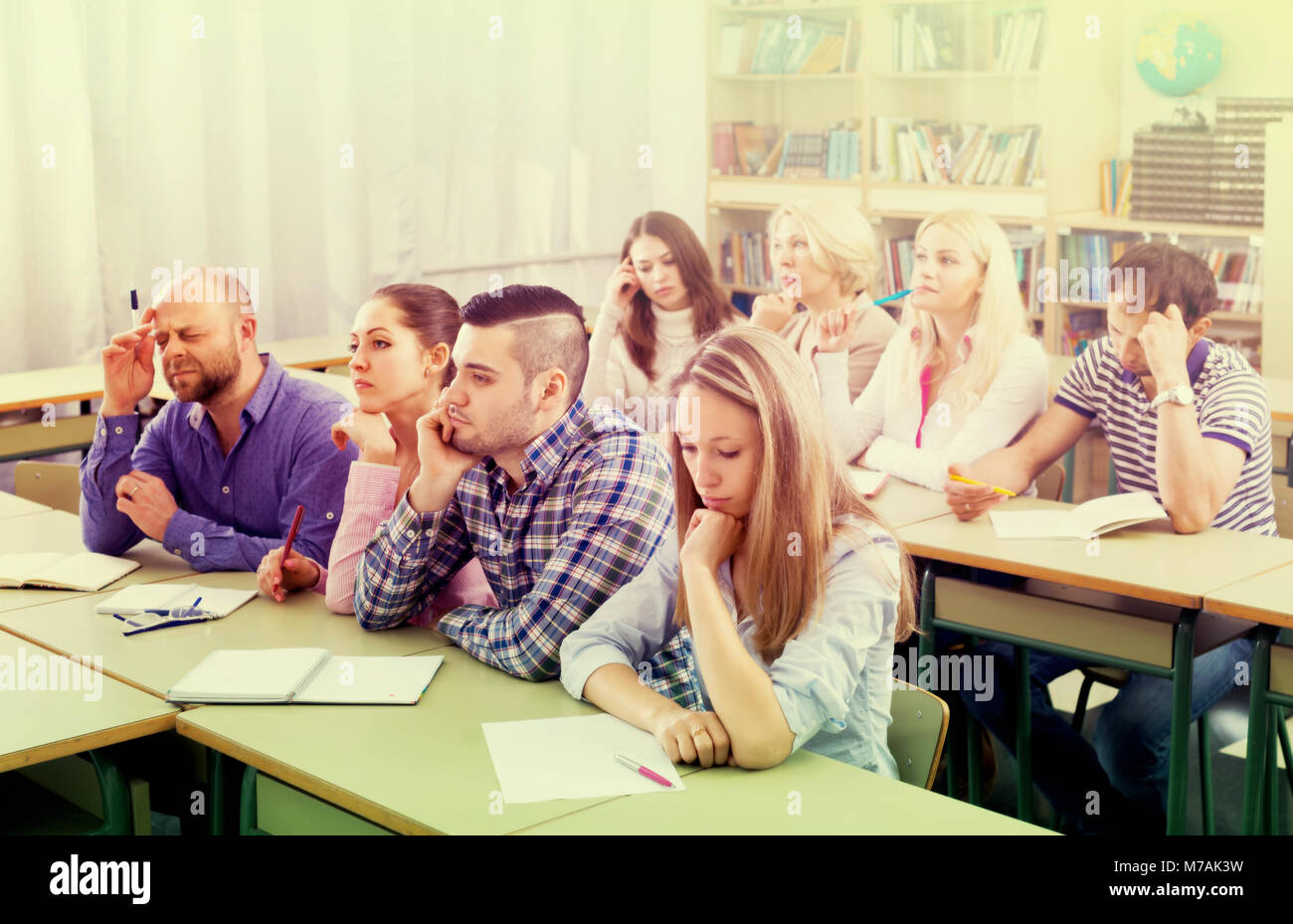Difficult learning process of professionals at training session Stock ...