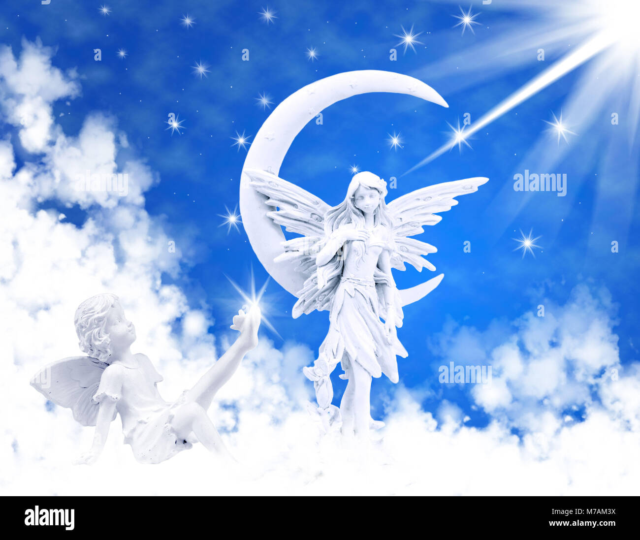 Angel with crescent moon hi-res stock photography and images - Alamy