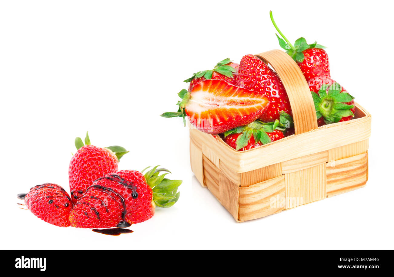 Strawberries in a basket Stock Photo - Alamy