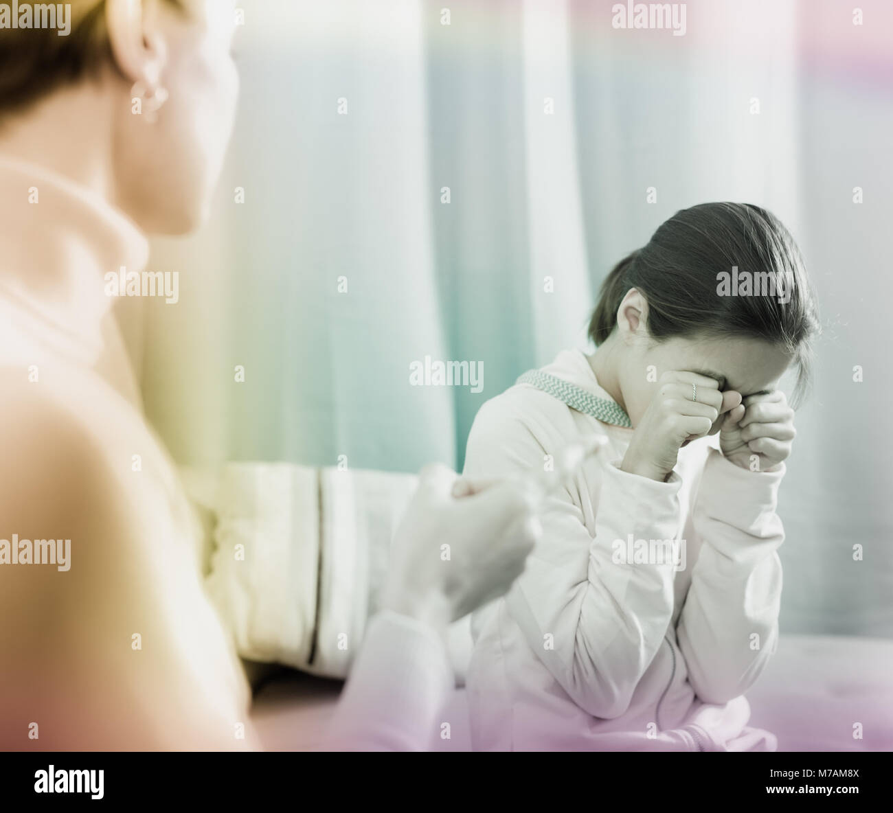 Young mother reprimands her daughter for wrong acts and bad behavior Stock Photo - Alamy