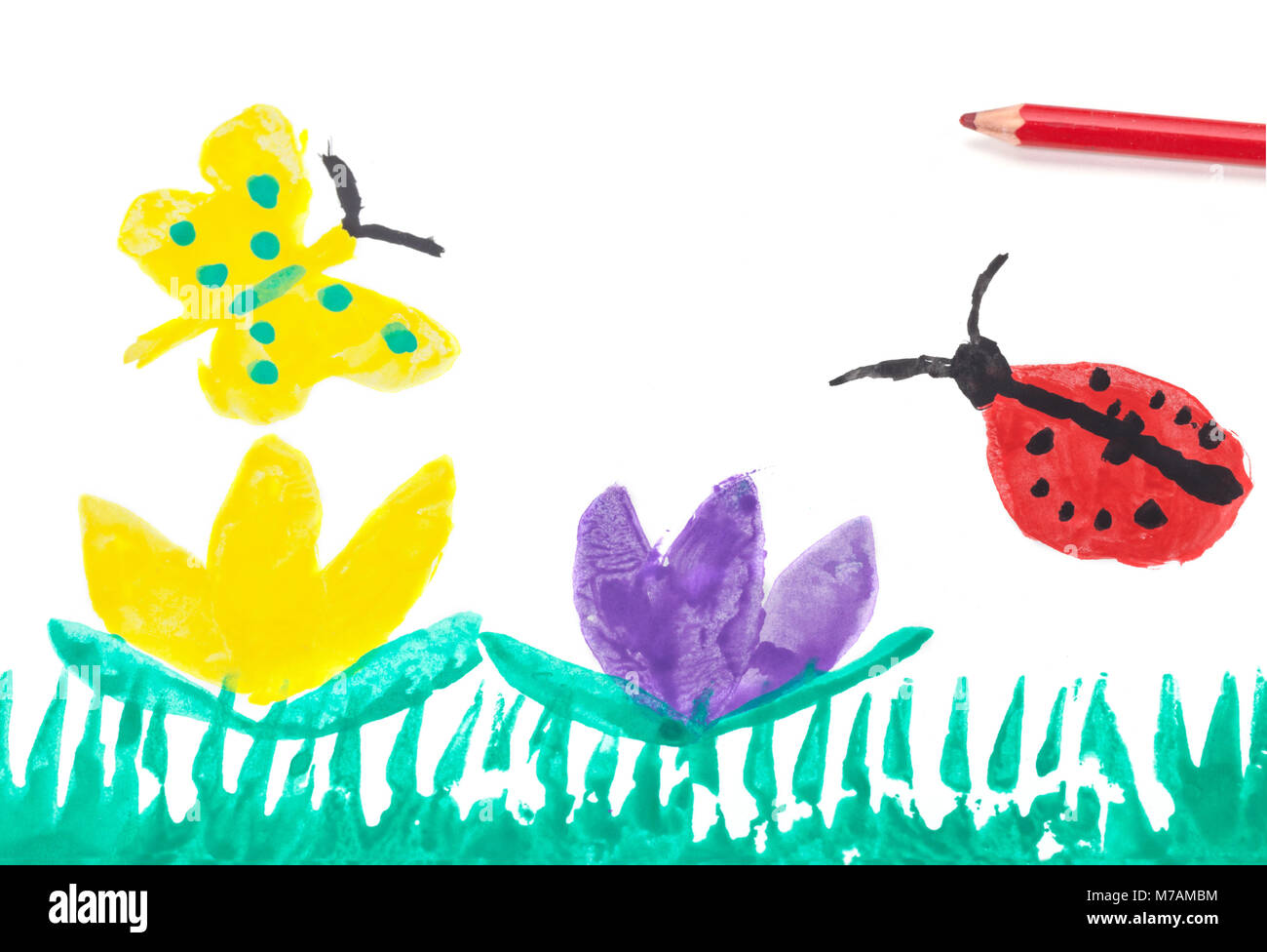 Spring, calendar picture, child's drawing Stock Photo - Alamy