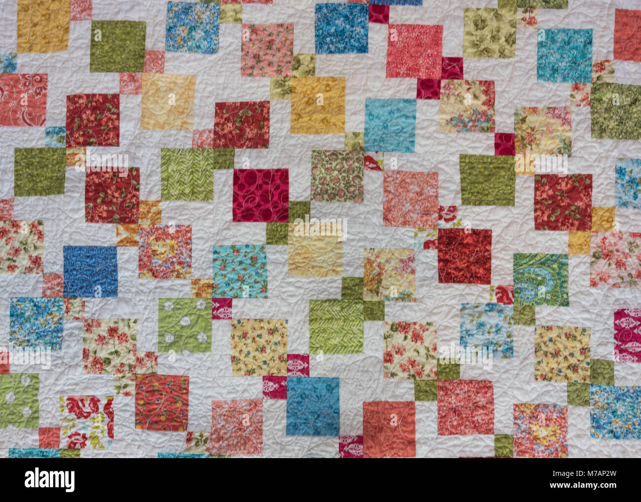 Colorful Squares with White Background Quilt Stock Photo - Alamy