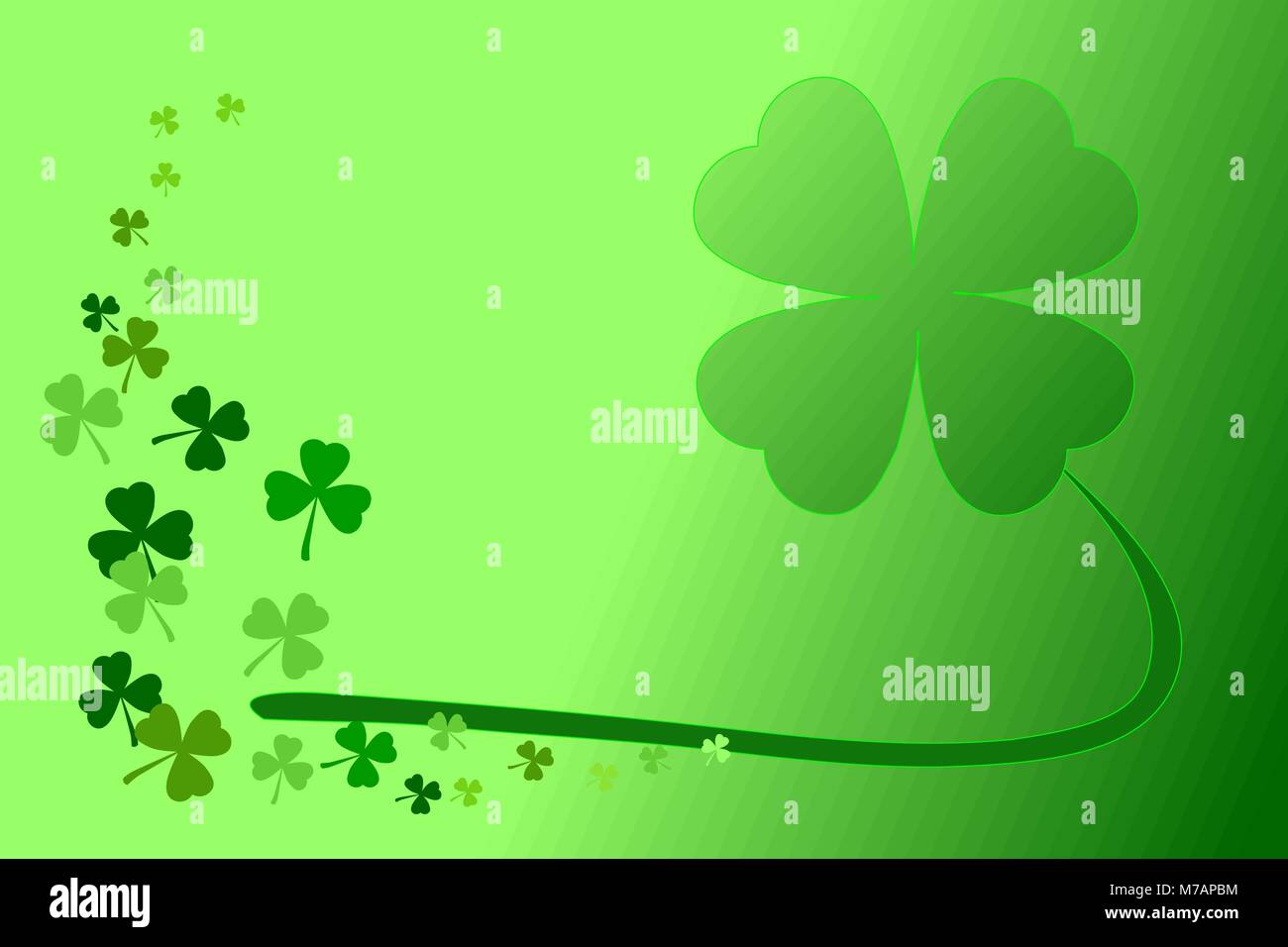 Happy Saint Patricks day. Shamrock clover pattern on green gradient background. Vector ...