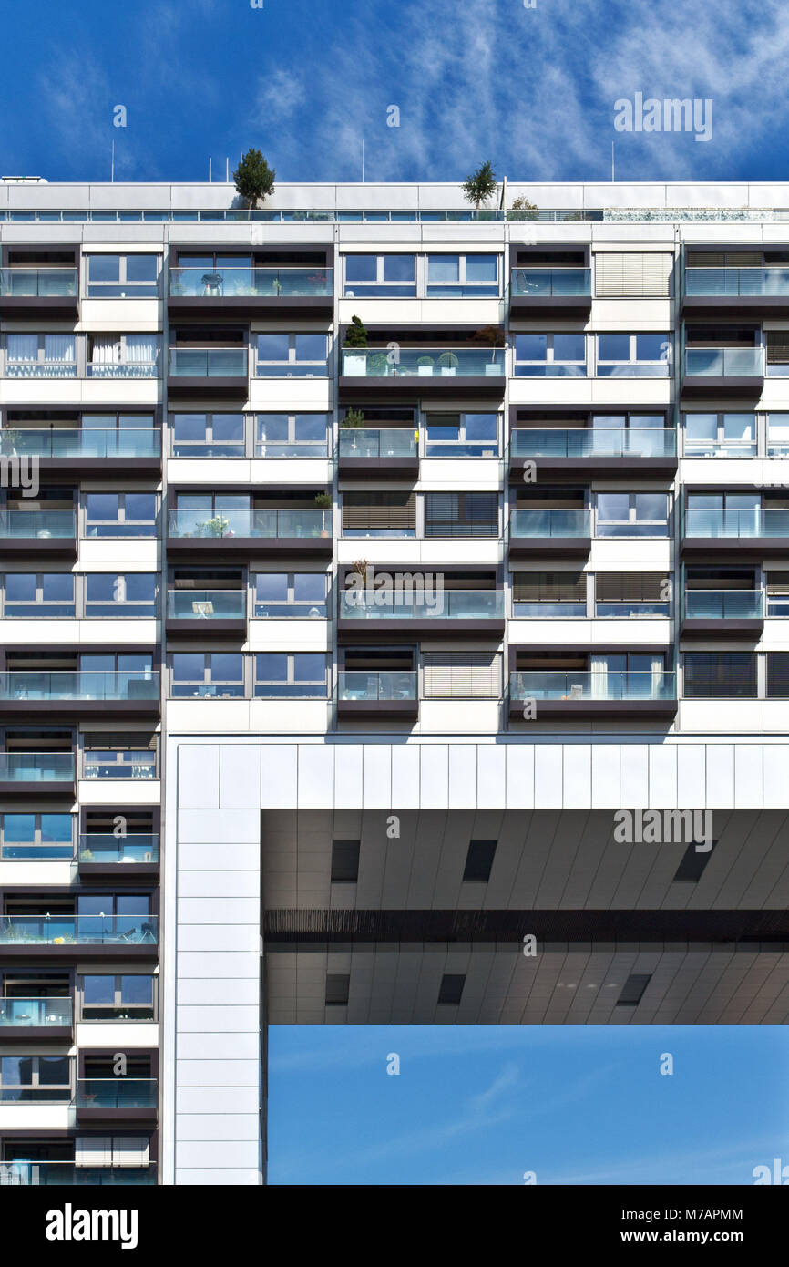 The Rheinau harbour, modern architecture in Cologne city, Cologne (Koln ...
