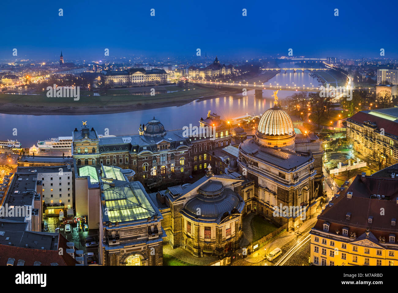Night skyline panorama of Dresden, Germany Stock Photo - Alamy