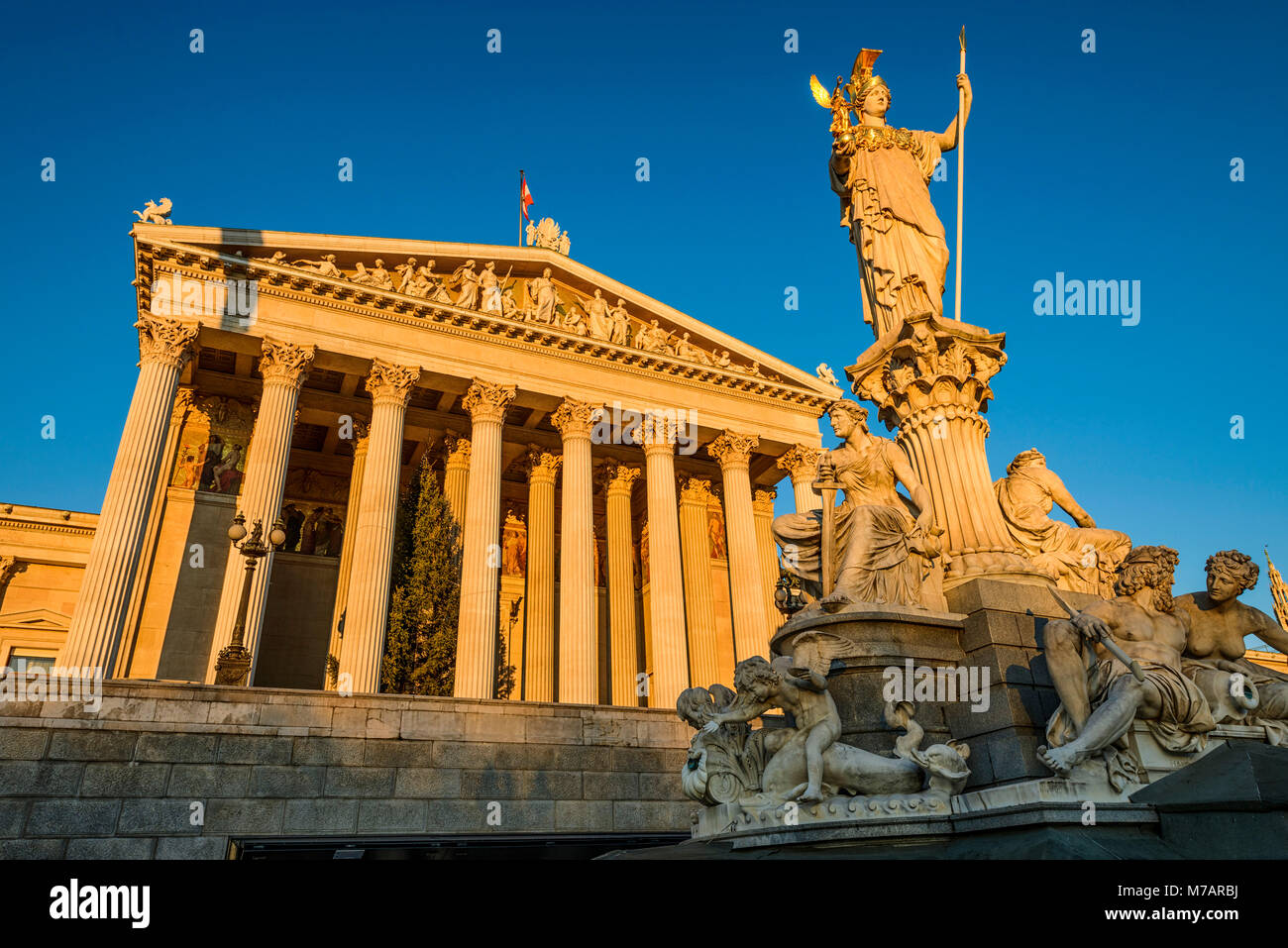 Entrance to the parliament building in vienna hi-res stock photography ...