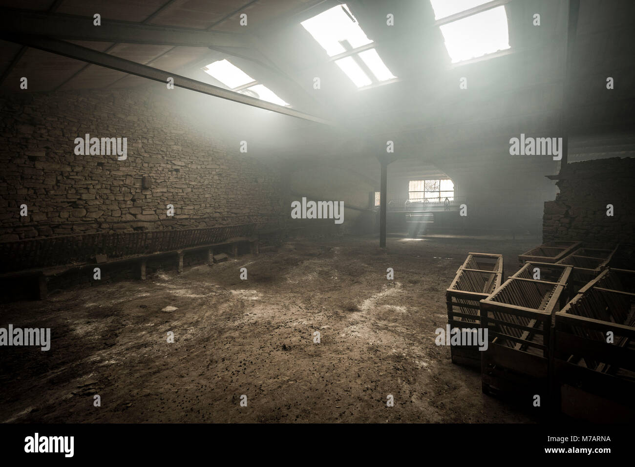 Interior of an empty farm in the province of Soria Stock Photo - Alamy