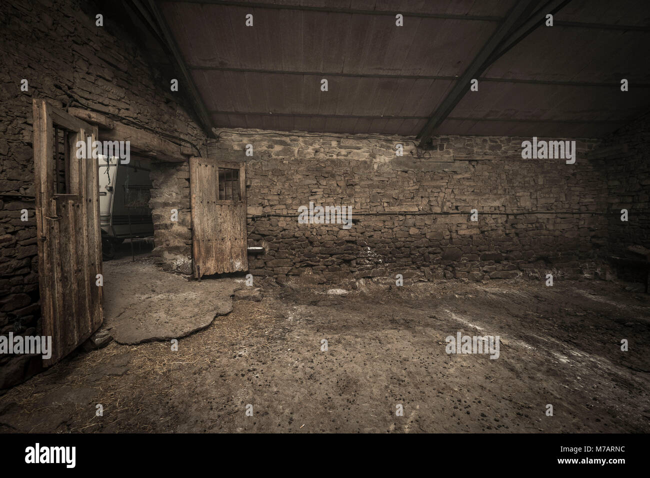 Interior of an empty farm in the province of Soria Stock Photo - Alamy