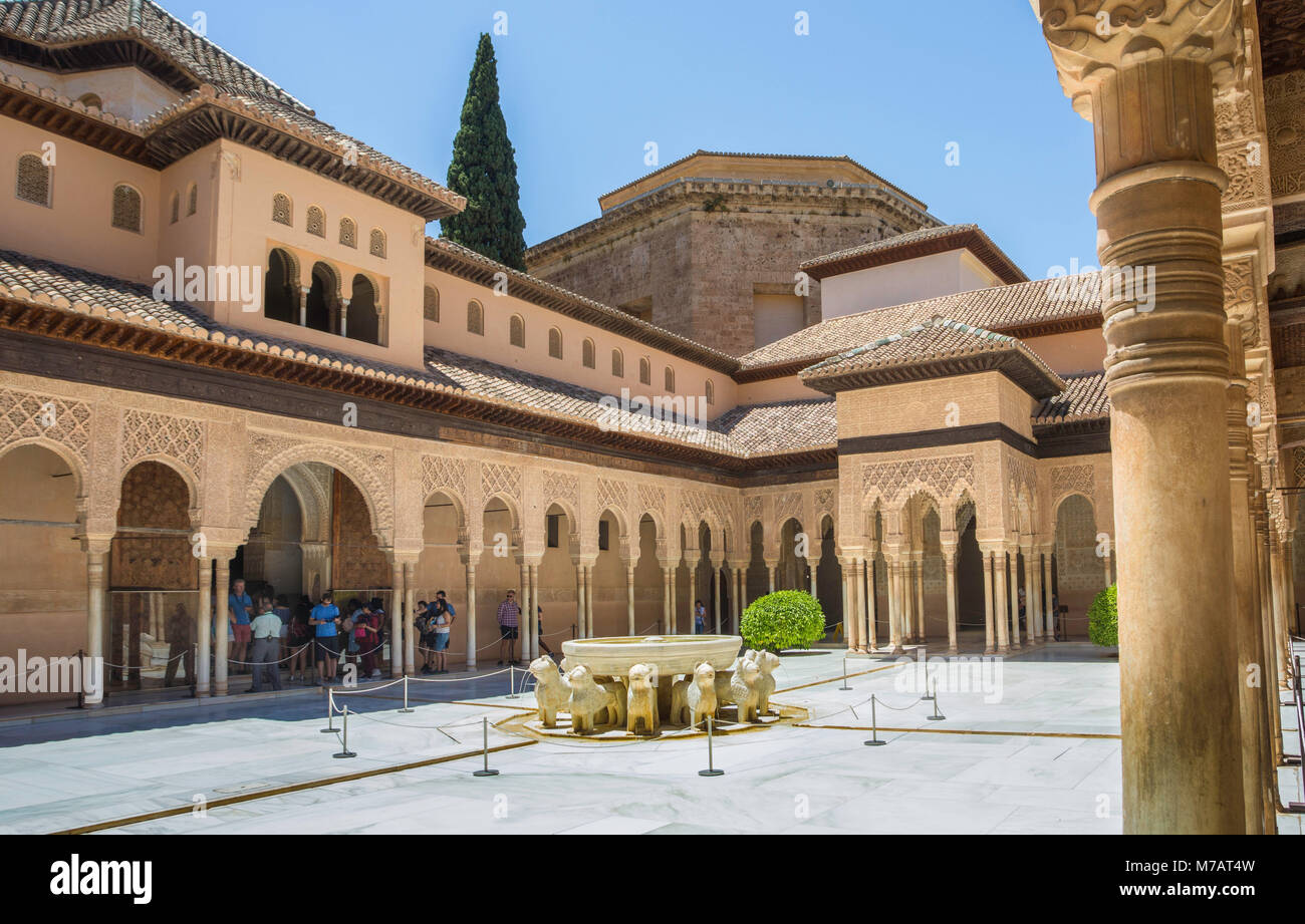 Spain, Andalucia, Granada City, The Alhambra, UNESCO (W.H.),Court of ...