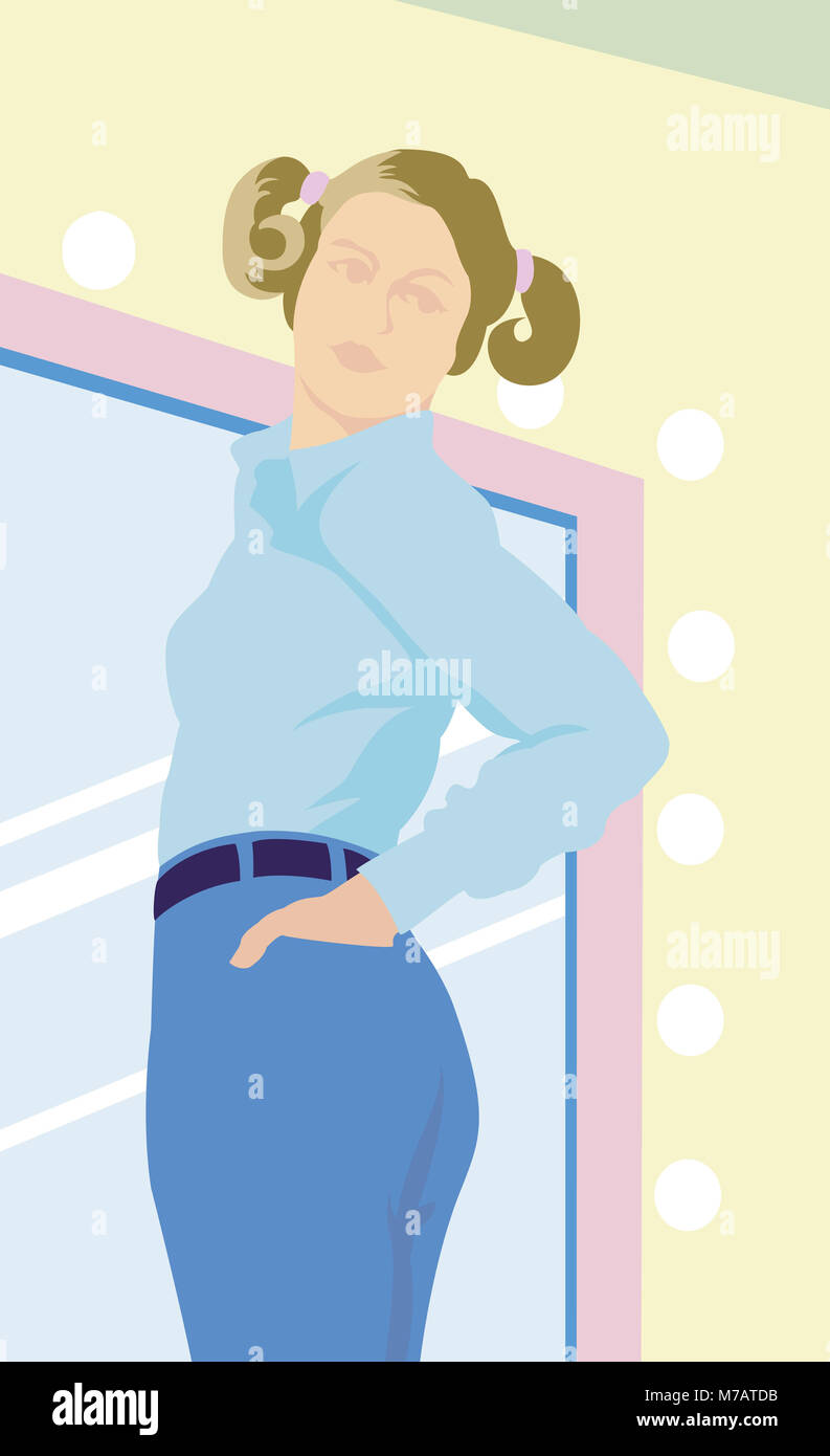 Lady front of the mirror illustration hi-res stock photography and ...