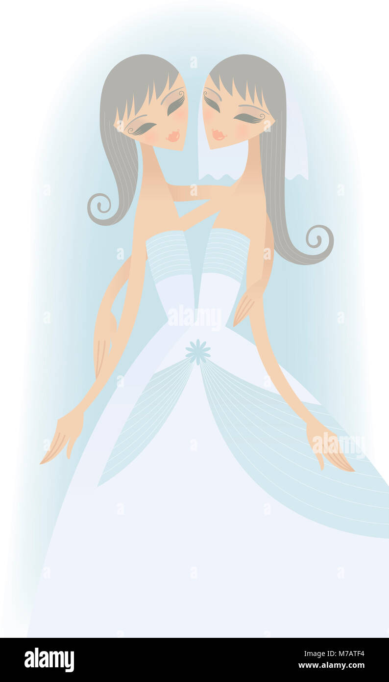Portrait of a bride hugging a bridesmaid Stock Photo - Alamy