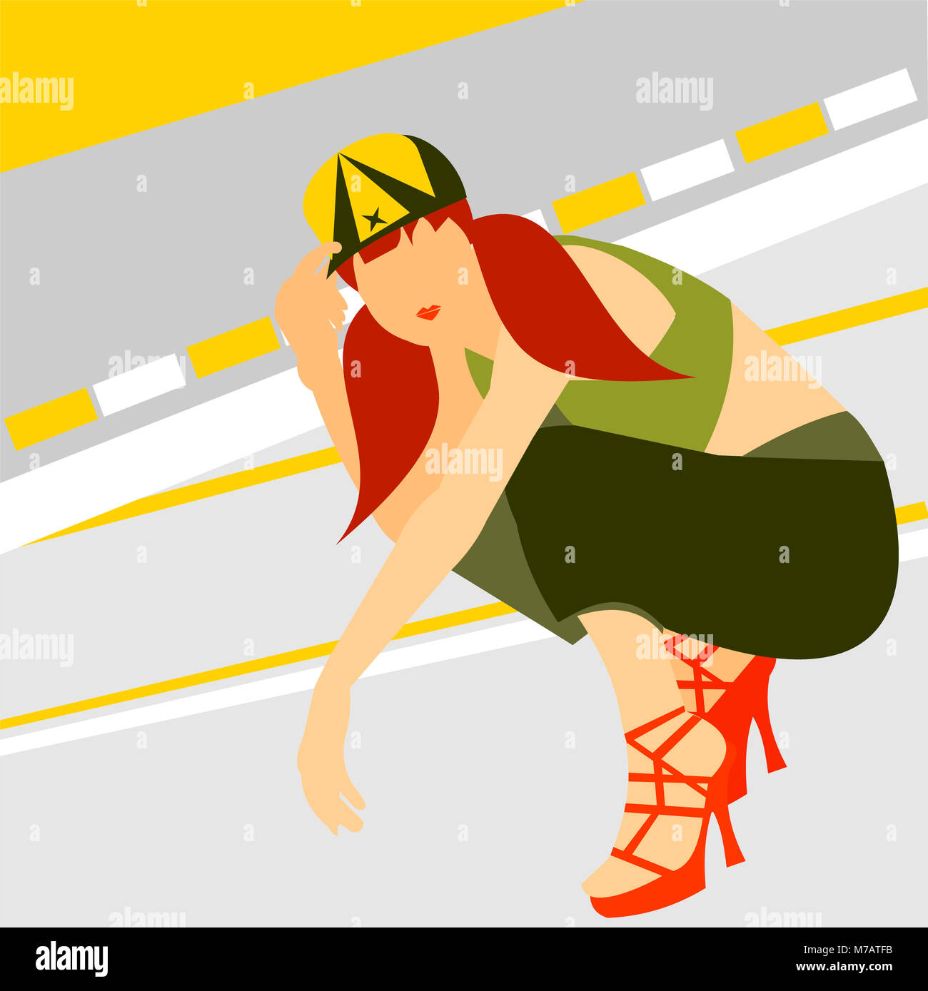 Side profile woman squatting hi-res stock photography and images - Alamy