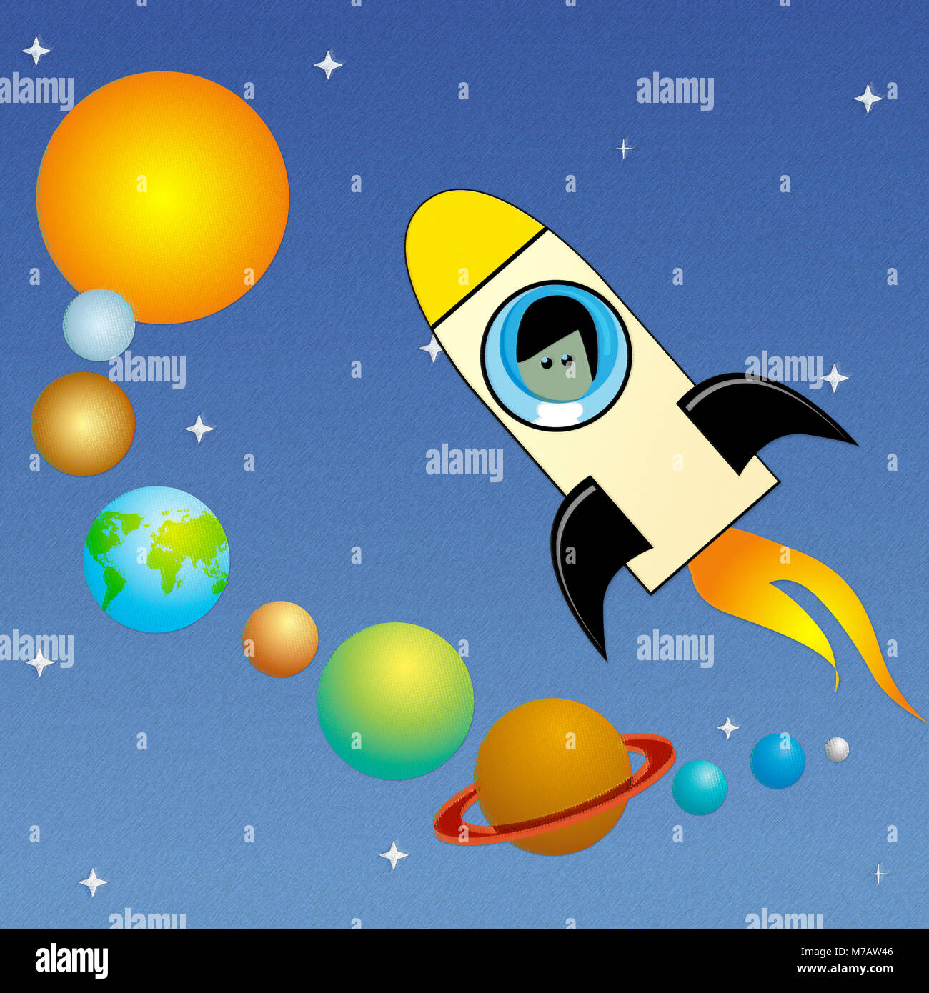 Rocket in the solar system Stock Photo - Alamy