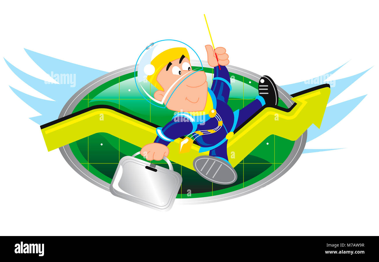 Close-up of a businessman sitting on a line graph Stock Photo - Alamy