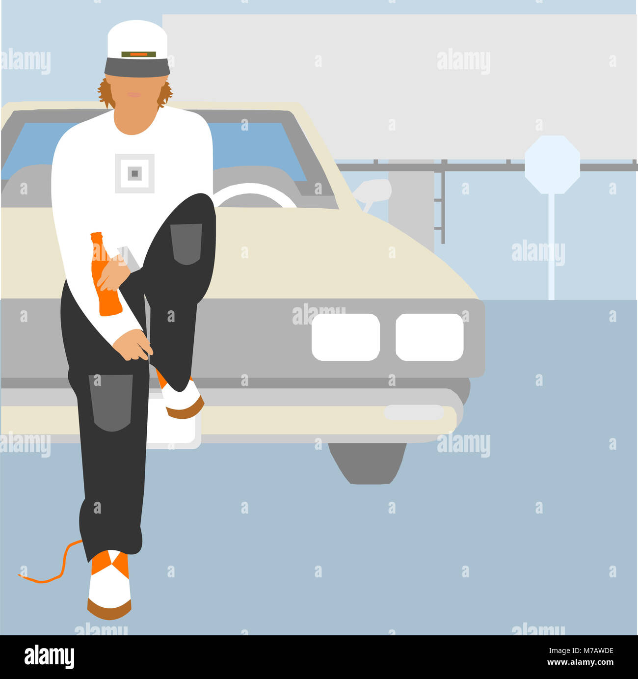 Man leaning against a car Stock Photo - Alamy