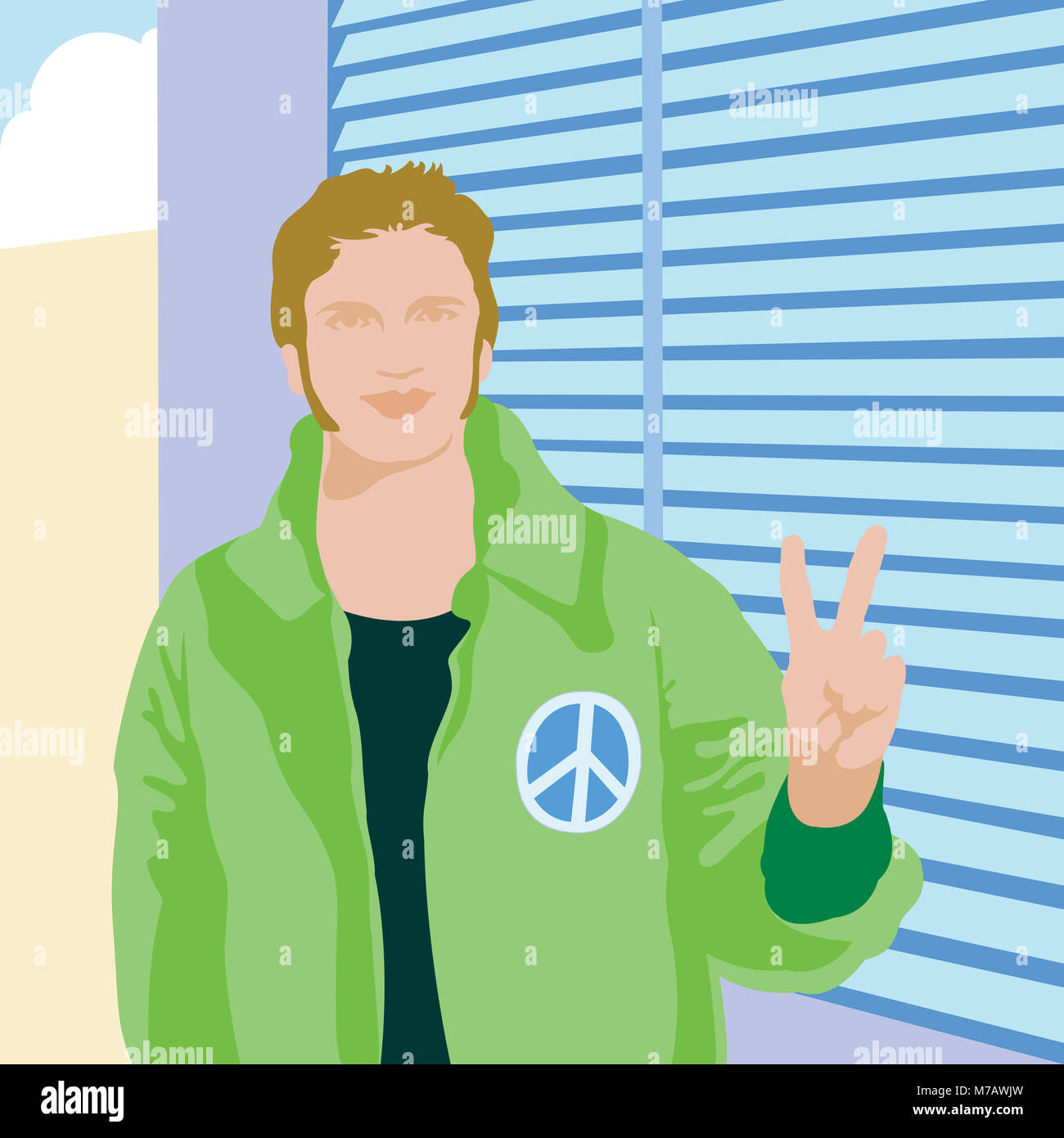 Portrait of a man showing a peace sign Stock Photo - Alamy