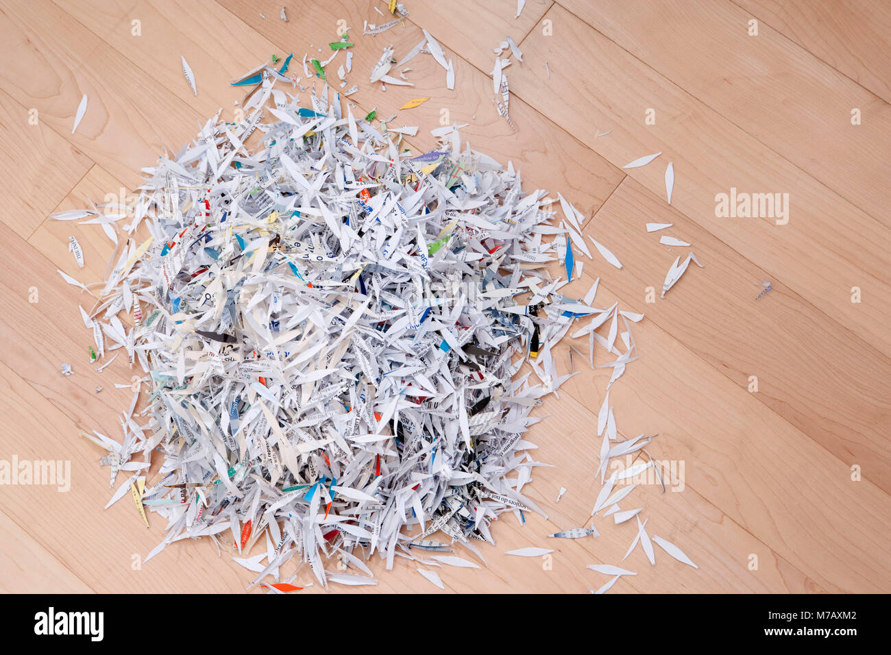High angle view of shredded papers Stock Photo - Alamy