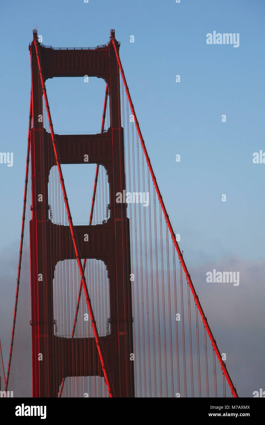 Low angle view of a suspension bridge, Golden Gate Bridge, San ...