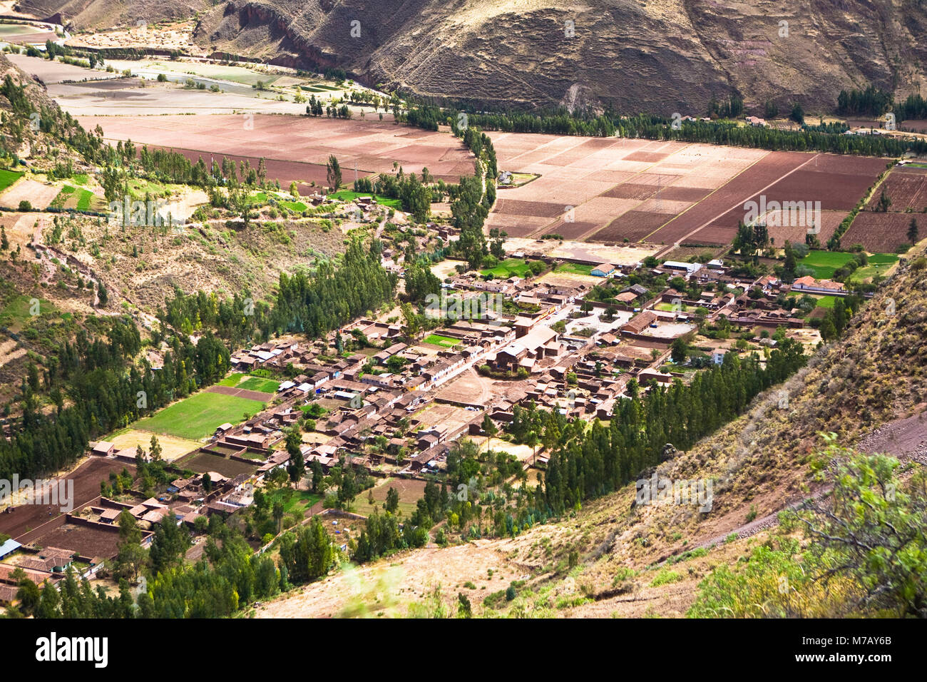 Aerial view of a village, Peru Stock Photo - Alamy