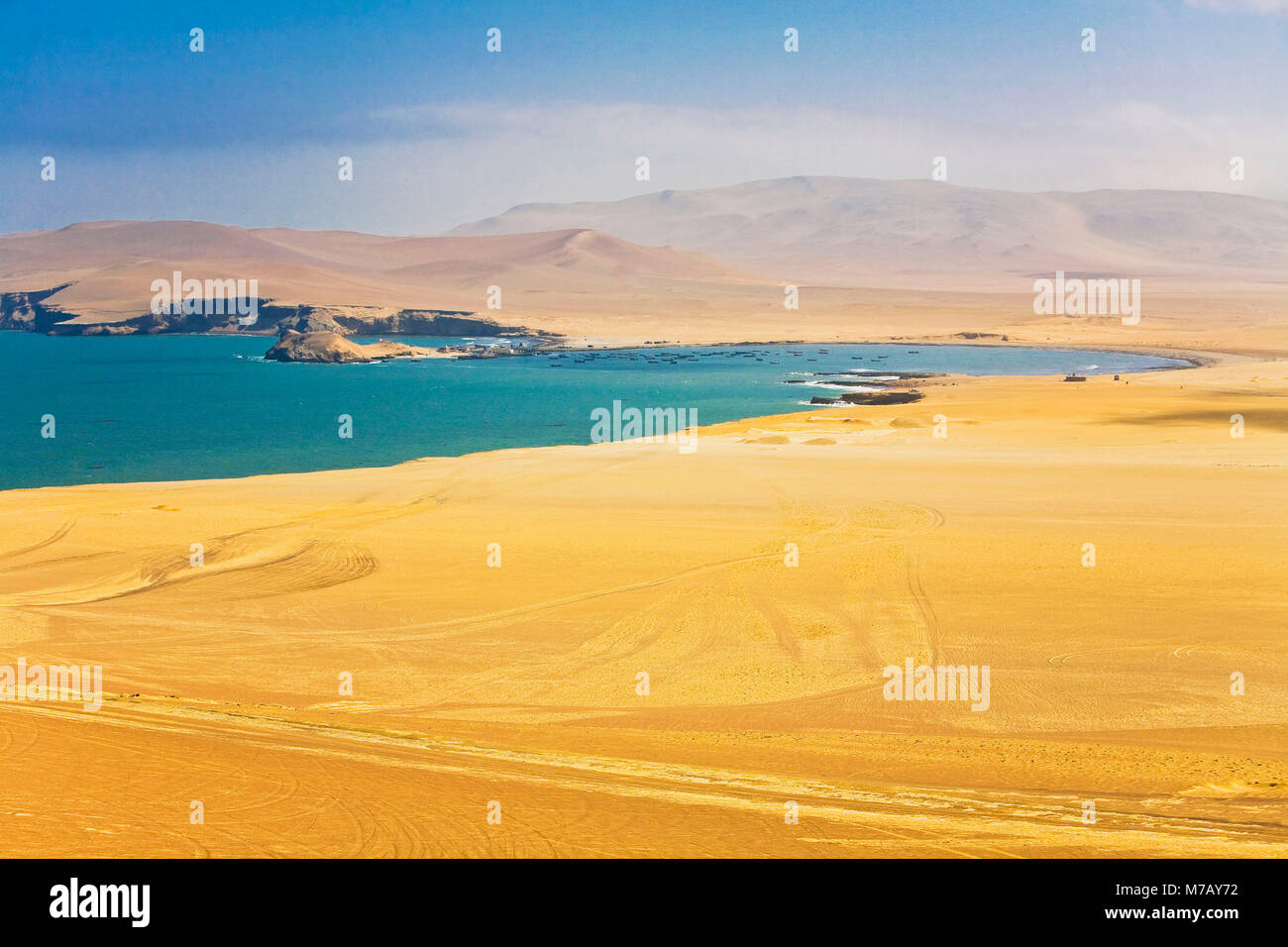 Panoramic view of a desert, Paracas National Reserve, Paracas, Ica ...