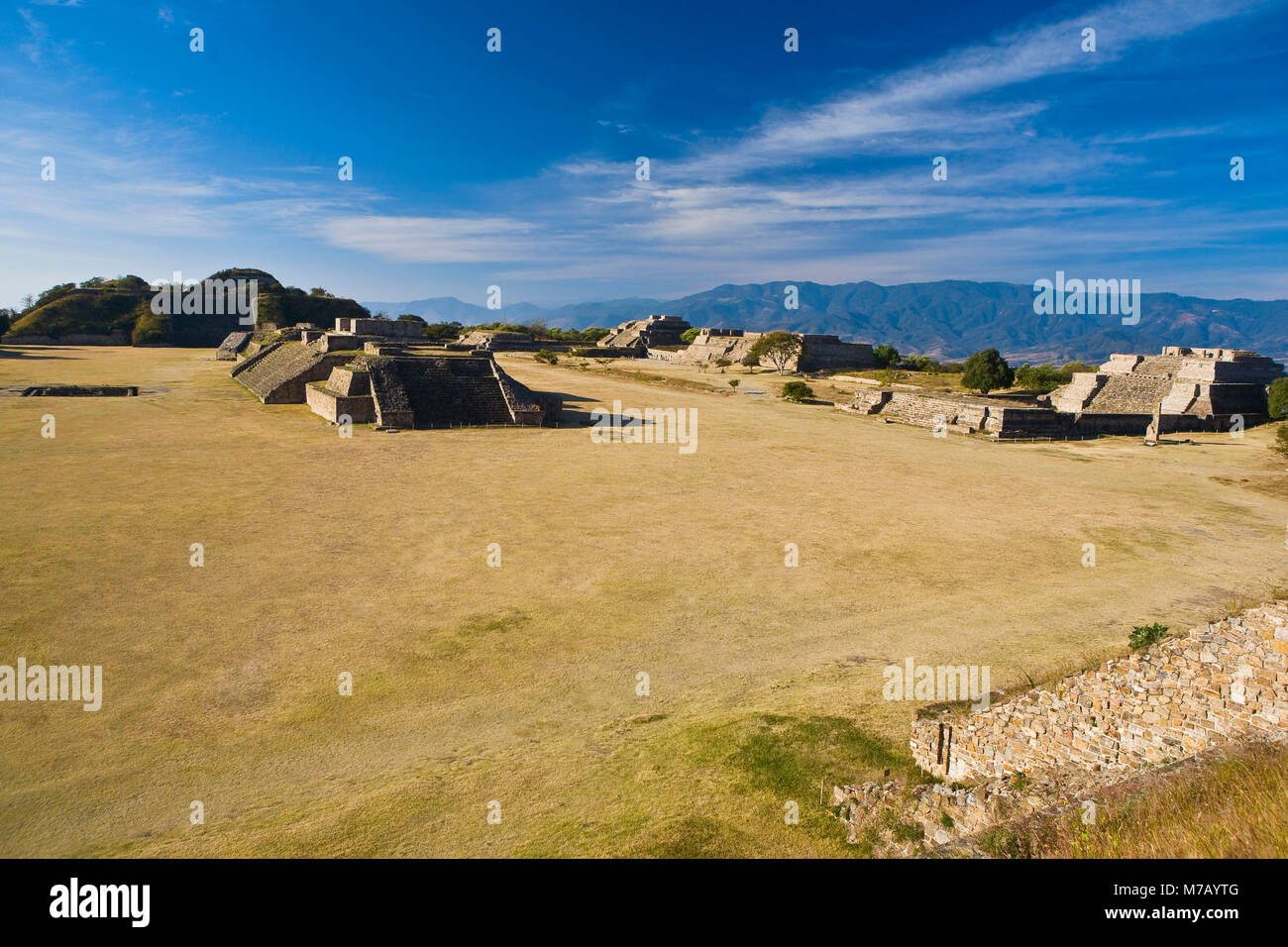 High angle view of a city, Zapotec City, Monte Alban, Oaxaca State ...