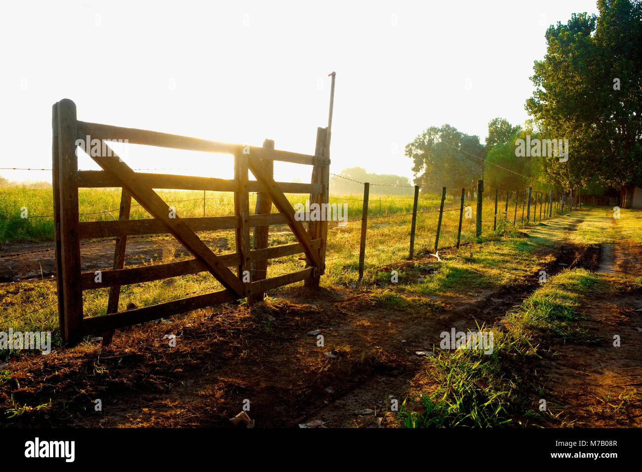 Dirt road barbed wire fence hi-res stock photography and images - Alamy