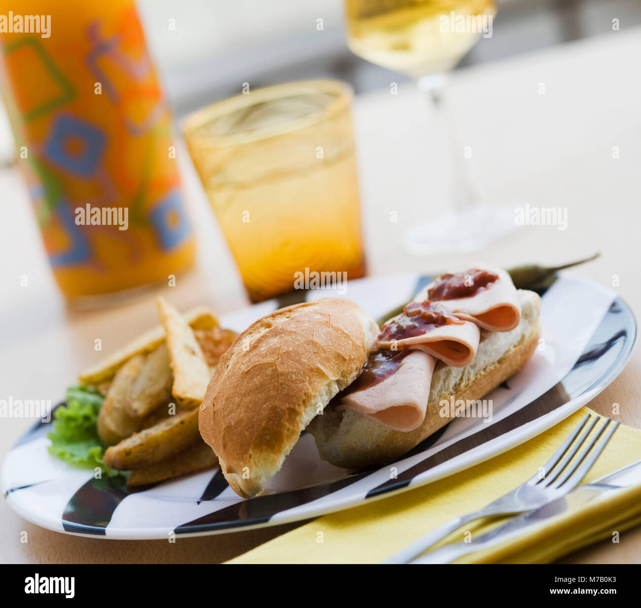 Close-up of a salami and salsa sandwich Stock Photo - Alamy