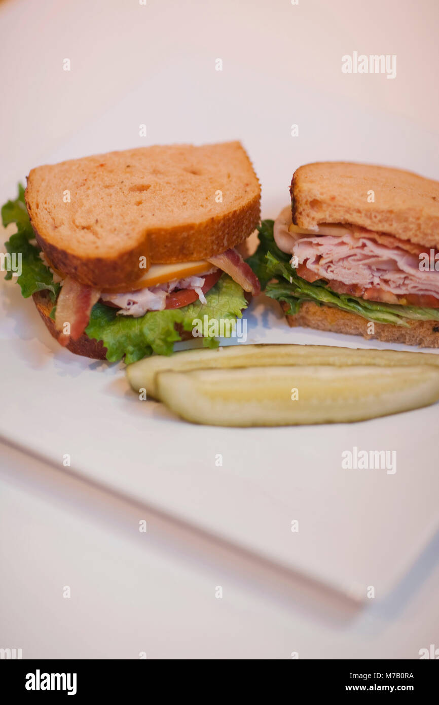High angle view of sandwiches with pickles Stock Photo - Alamy