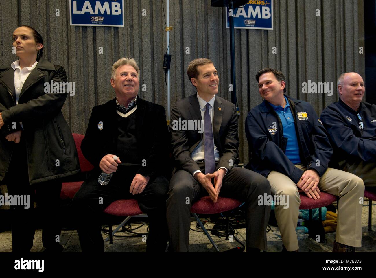 Pittsburgh, Pennsylvania, USA. 09th Mar, 2018. CONOR LAMB (center ...