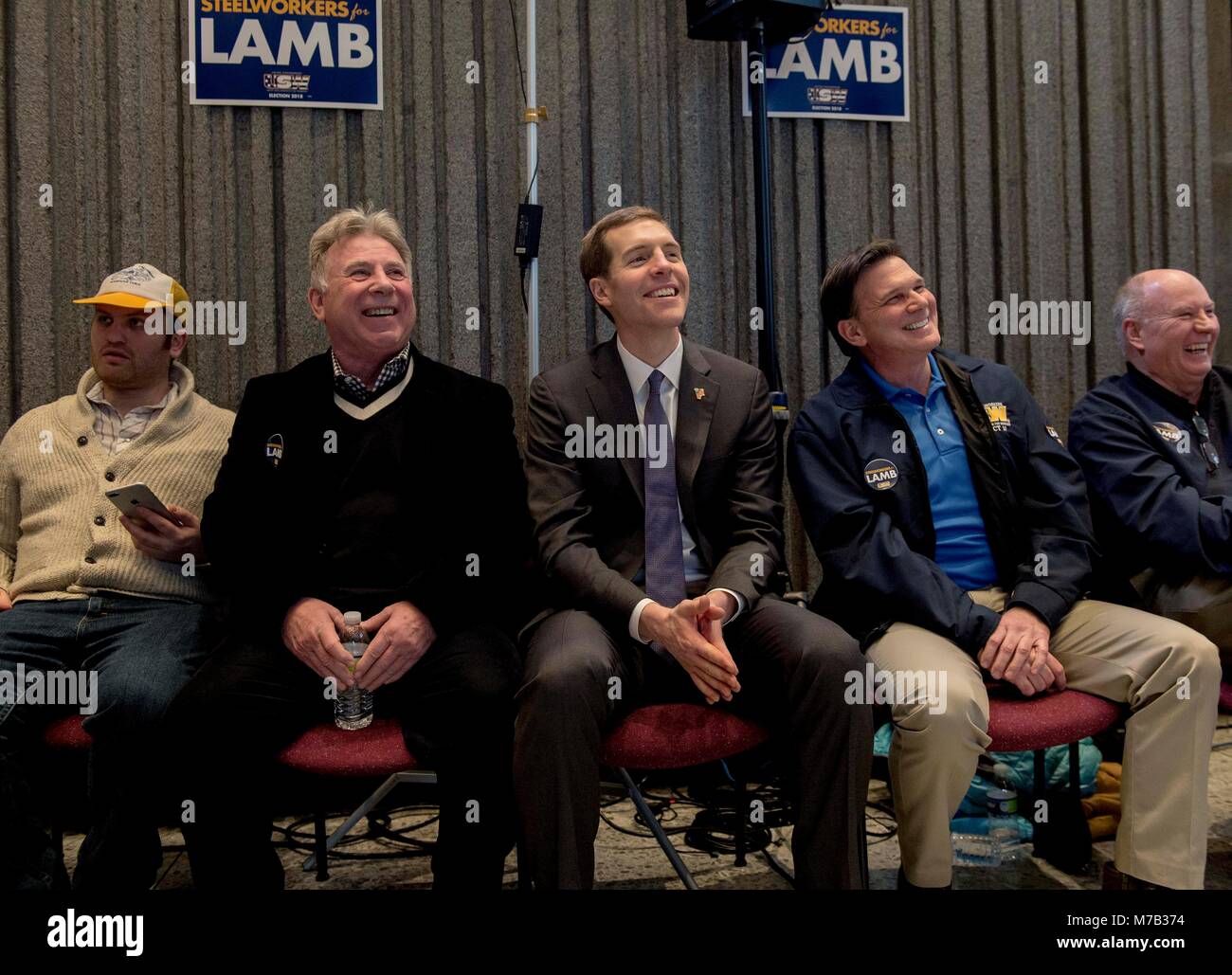 Pittsburgh, Pennsylvania, USA. 09th Mar, 2018. CONOR LAMB (at center ...