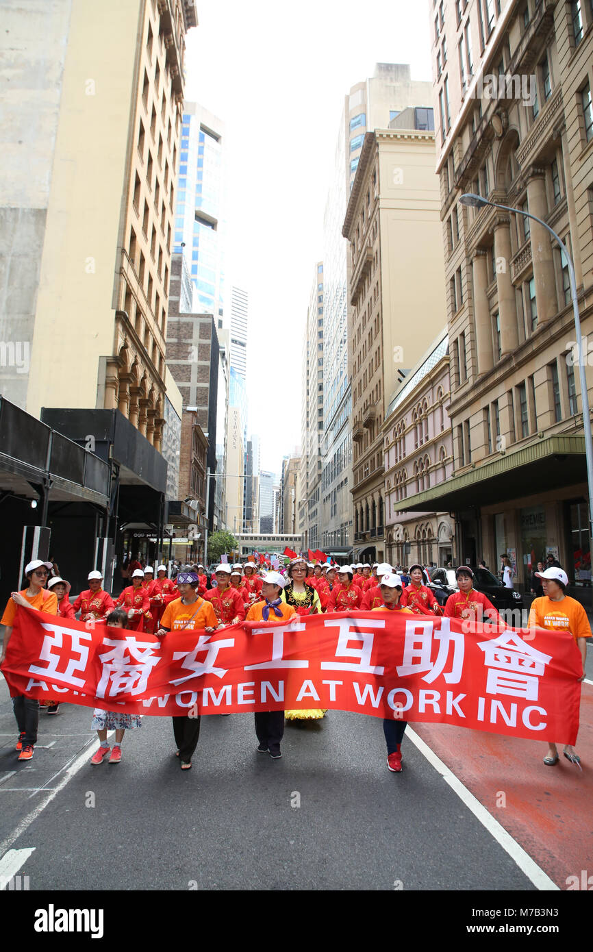 Sydney, Australia. 10 March 2018. International Women's Day marchers ...