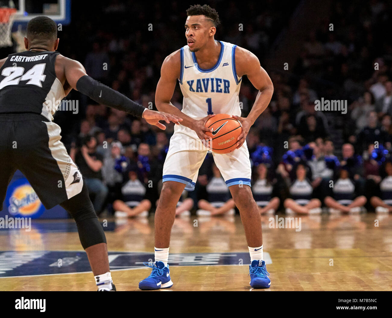 New York, New York, USA. 9th Mar, 2018. Xavier Musketeers guard Paul ...